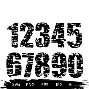 Distressed Numbers Svg, Grunge Numbers Svg, Numbers Svg, Sports Number ...