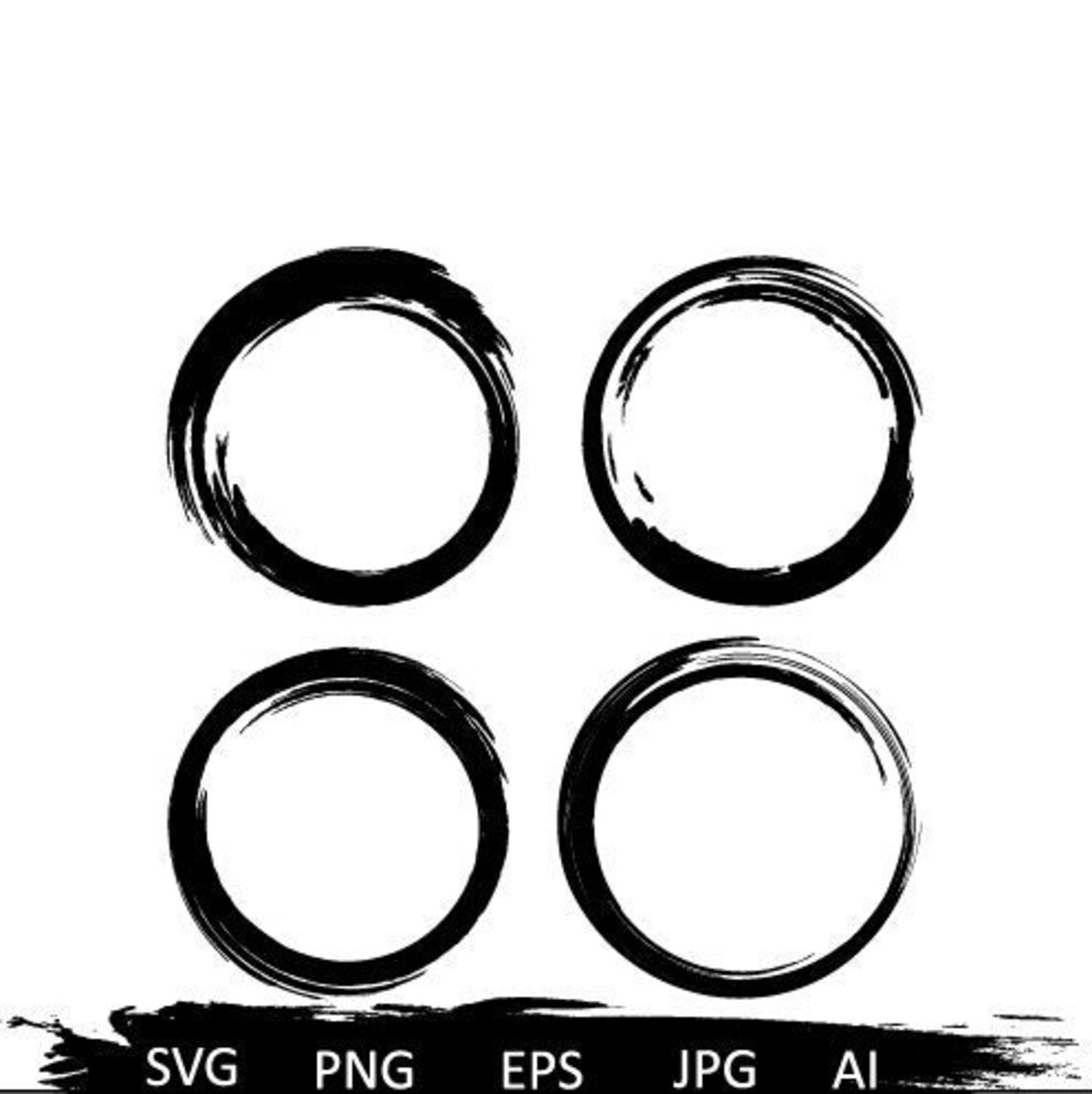 Circle Brush Svg,brush Stroke Svg,distressed Circle Svg,grunge Circles ...