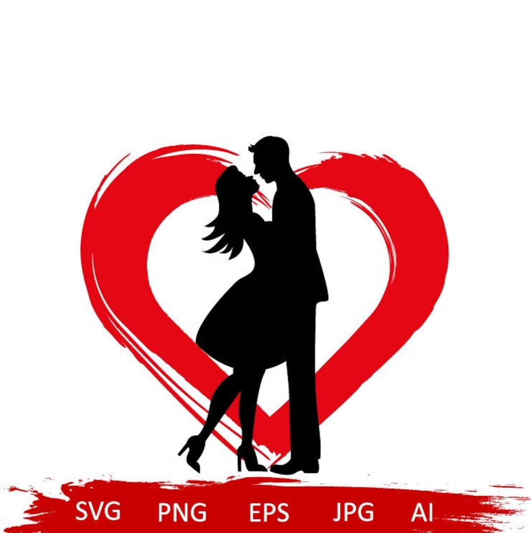 Loving Couple Svg, Silhouette Couples Svg, Heart Svg,romantic ...