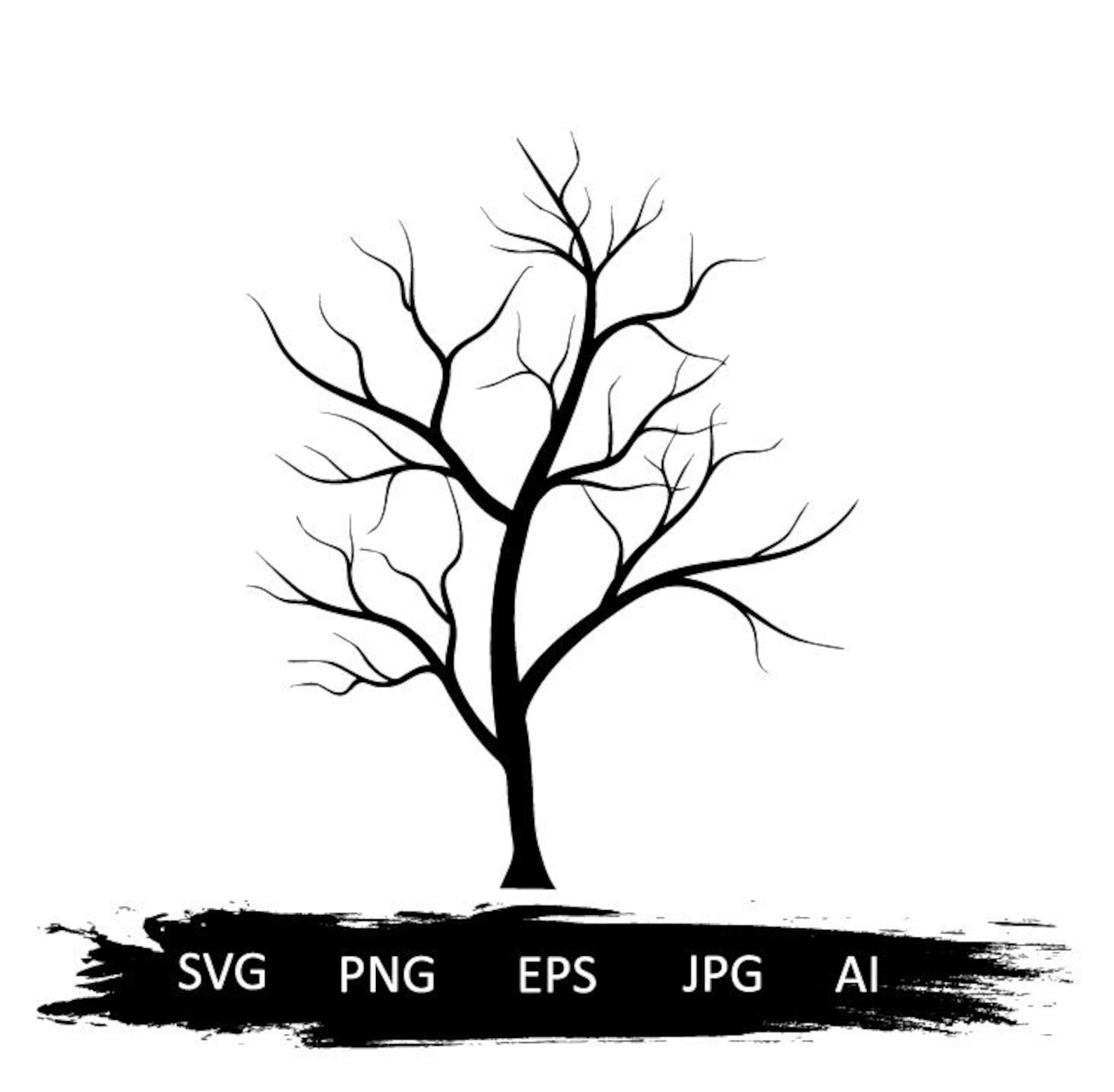 Bare Tree Svg, Tree With No Leaves, Silhouette Tree Svg, Winter Tree ...