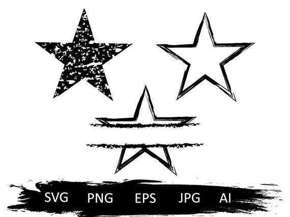 Distressed Star Svg Monogram Frame Svg Grunge Star Svg | Etsy