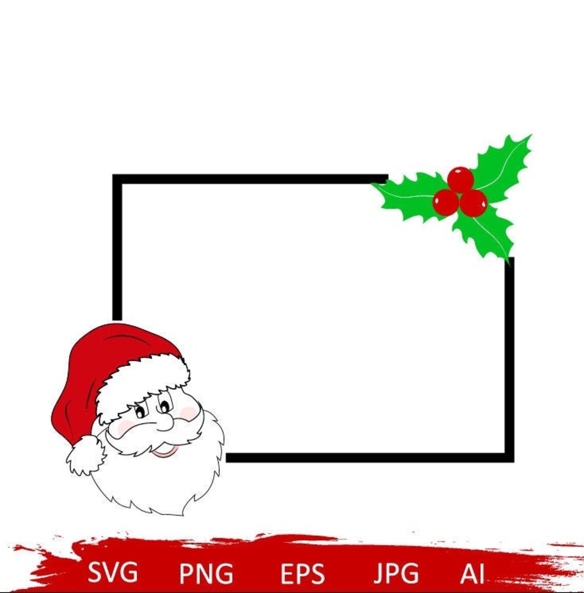 Сhristmas Frame Svg, Santa Claus Svg, Holly Svg, Monogram Frame Svg ...