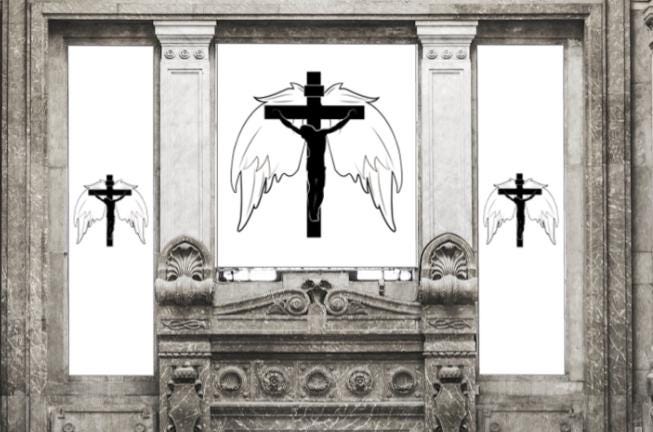 Cross With Angel Wings. Symbol Angelic Protection. Help and Divine ...