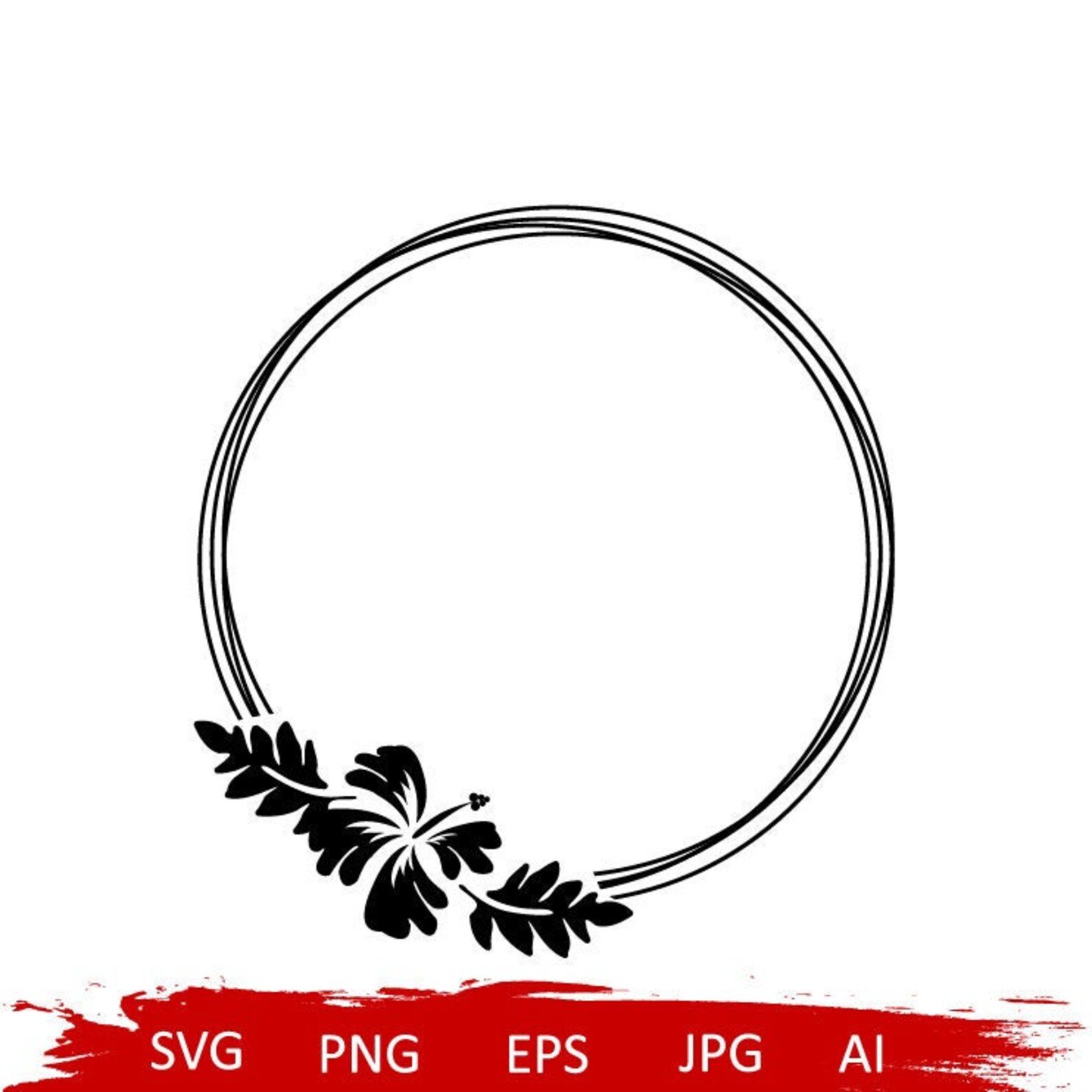 Hibiscus Flower Svg Circle Frame Svg Frame Svg Monogram | Etsy