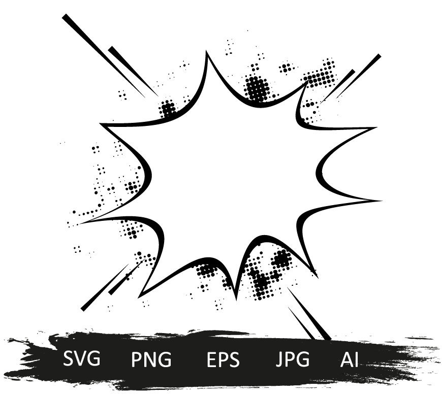 Comic Book SVG, Callout Bomb, Explosion Stars , Blast Smoke SVG ...