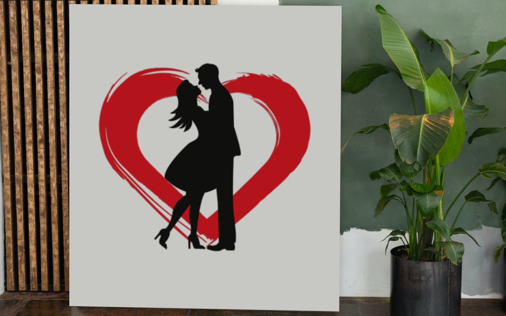 Loving Couple Svg Silhouette Couples Svg Heart Svgromantic - Etsy