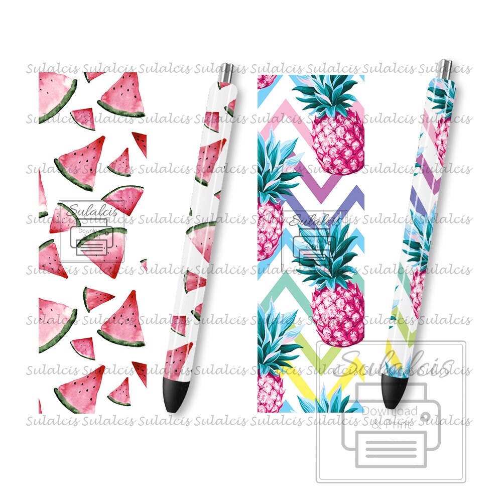 Watermelon Pen,Pineapple Pen,Ice Cream Pen Wraps Set 2 Png,Summer Pen ...