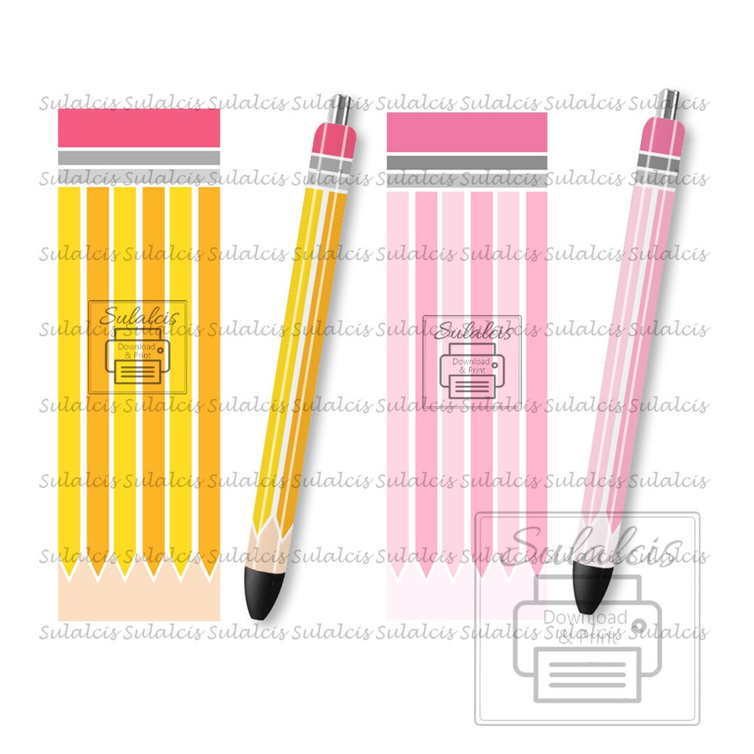 Pencil Pen Wraps Set 2 Png,glitter Pencils,school Teacher Pen Wrap ...