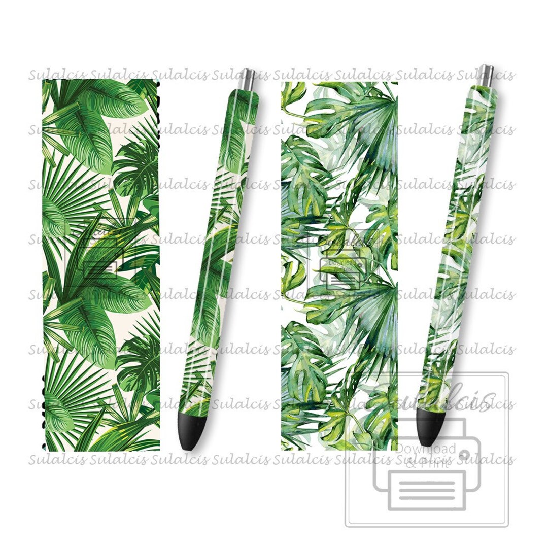 Tropical Leaves Pen Wraps Set 2 Png,leaves Pen,tropical Pen,green Leaf ...