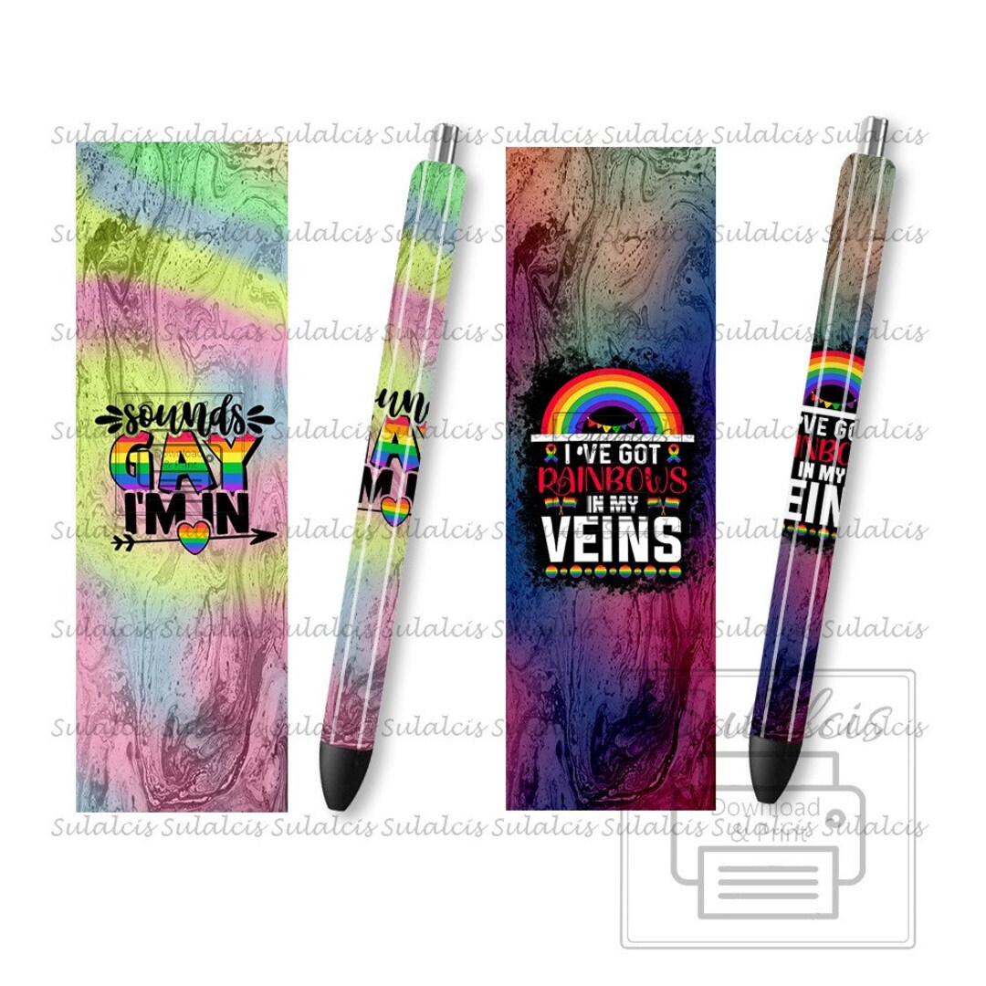 Free Love Pen Wrap Set 2 Png,lgbtq Pen Wraps,rainbow Gay Pen,lesbian ...