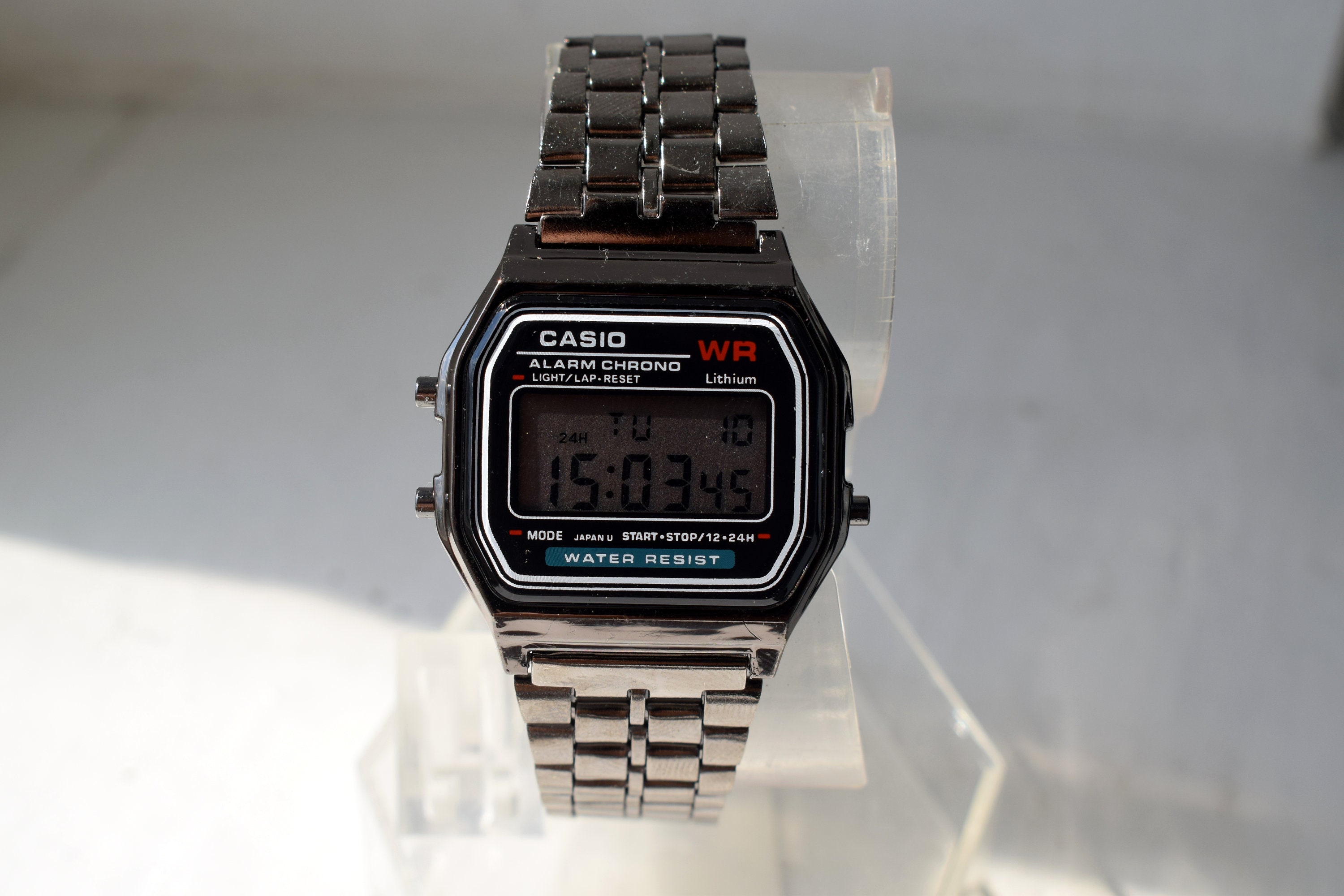 Replica of CASIO Metal Black A159W Digital Illuminator Watch | Etsy