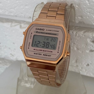 CASIO Rose Gold A168WG Digital Illuminator Watch - Casio Alarm Chrono ...