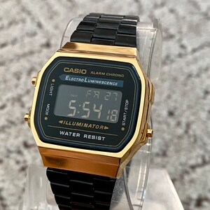 CASIO Black/gold A168WG Original Digital Illuminator Watch - Casio ...