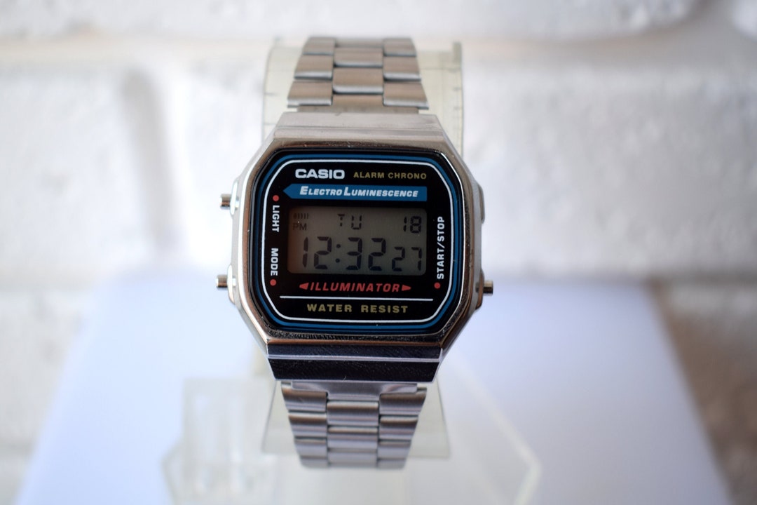 CASIO A168WG Silver Digital Watch: Vintage Illuminator Alarm Chrono - Etsy