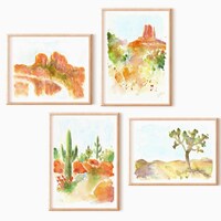 Arizona Desert Watercolor Painting Saguaro Art Print Desert Landscape ...
