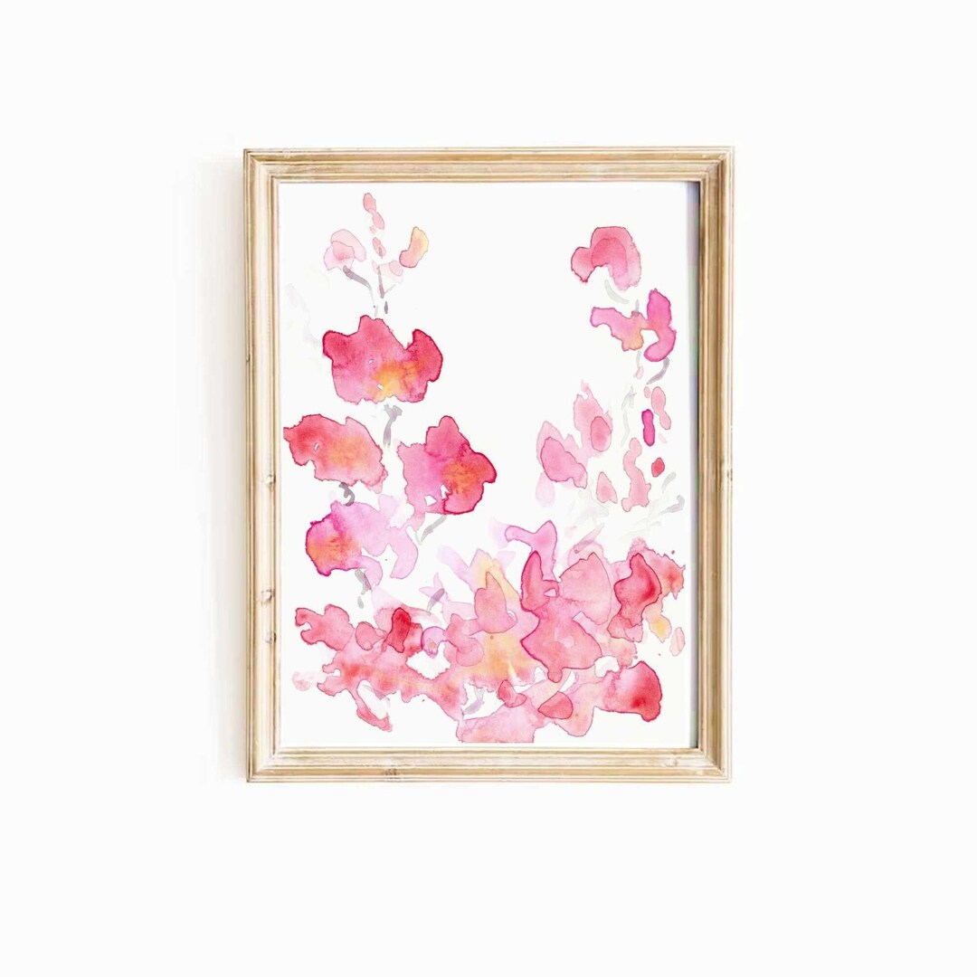 Hot Pink Cherry Blossom Watercolor Print: Floral Wall Art (digital ...