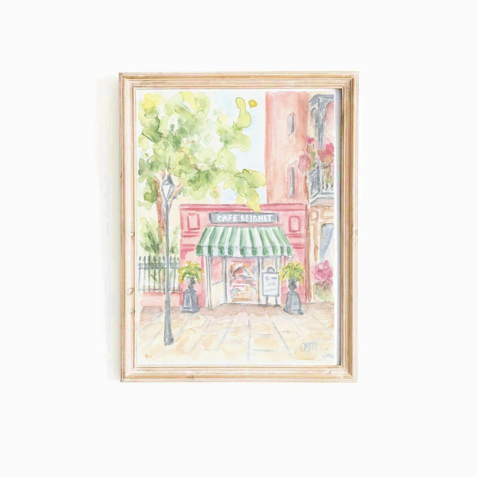 New Orleans Cafe Beignet Watercolor Print: Girly Pink NOLA Art (digital ...