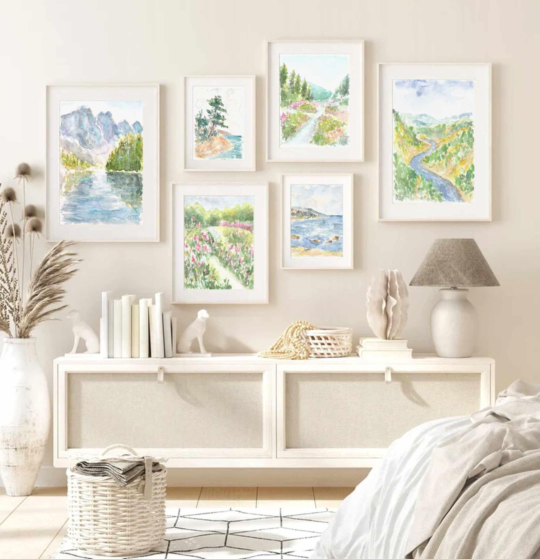 Set of 6 Mountain Landscape Watercolor Print Colorado Mountain Nature ...