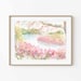 Pastel Pink Country Flower Landscape Watercolor Digital Print - Etsy