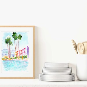 Palm Springs Printable Wall Art Swimming Pool Watercolor Digital Print ...