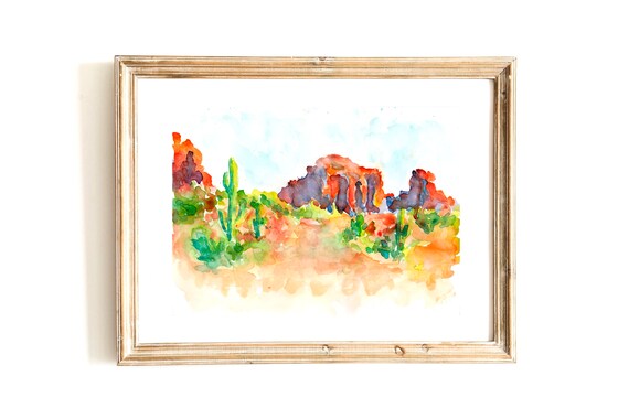 Prints Digital Prints Arizona Desert Digital Print Southwest Watercolor ...