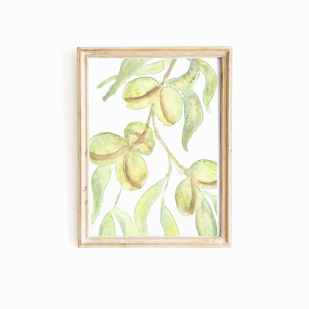 Pecan Tree Branch Watercolor Digital Print Pecan Nut Illustration ...