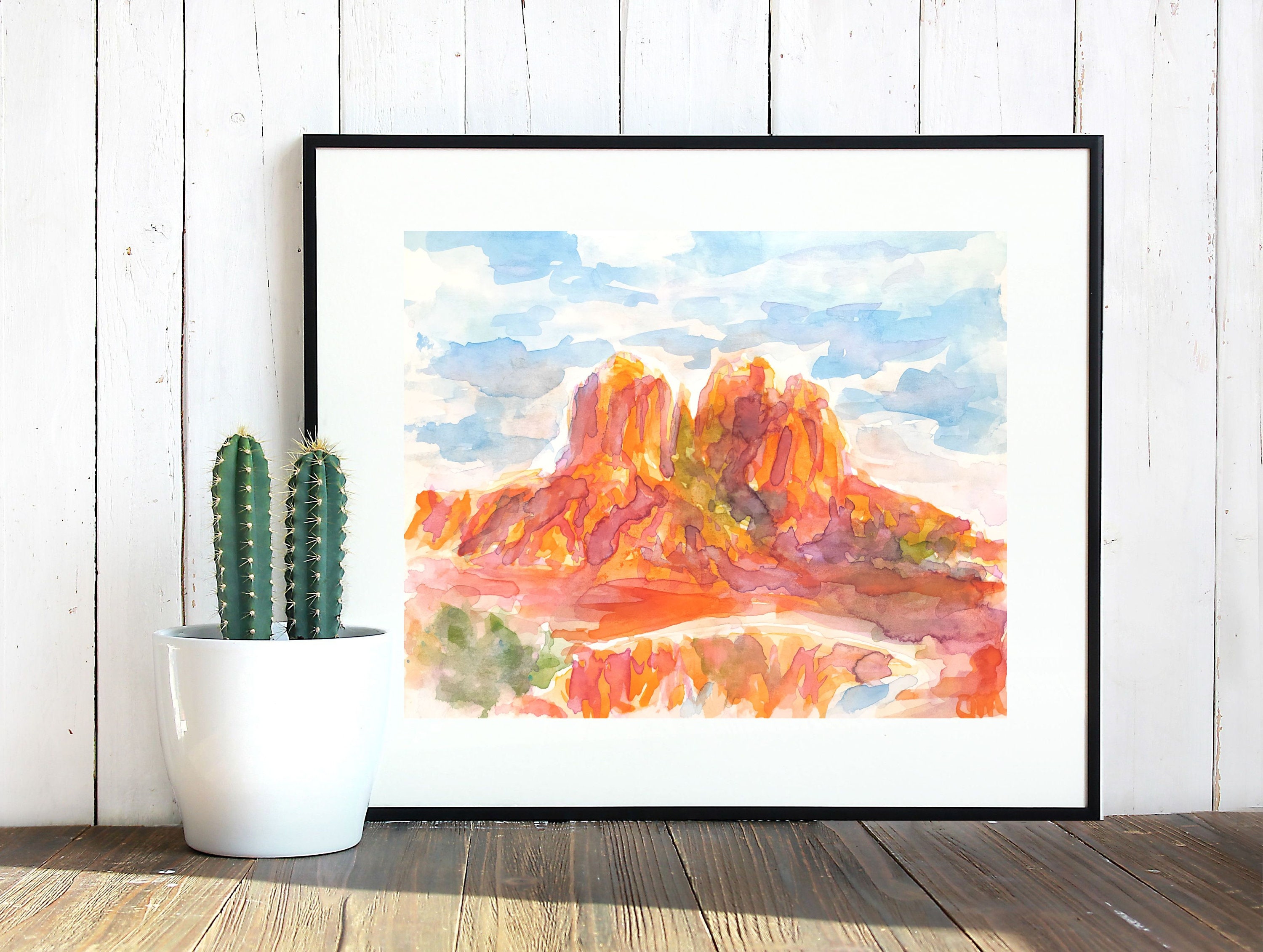 Sedona Red Rock Southwest Watercolor Print Arizona Landscape | Etsy