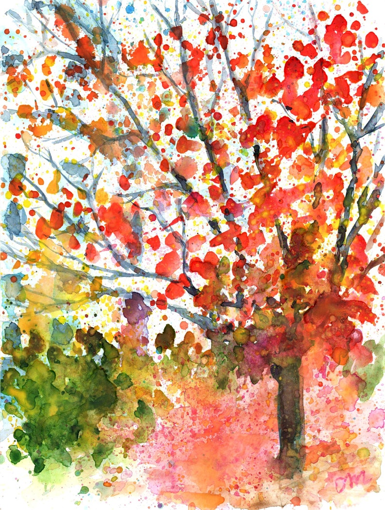 Abstrakte Herbst Baum Aquarell Digitaldruck Vermont Herbst | Etsy