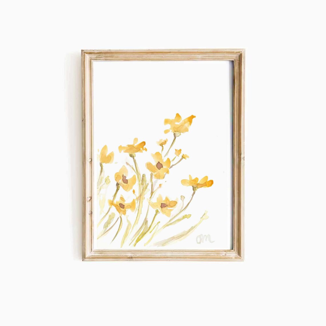 Pastel Yellow Watercolor Print Set: Floral, Sunflower, Beach (digital ...