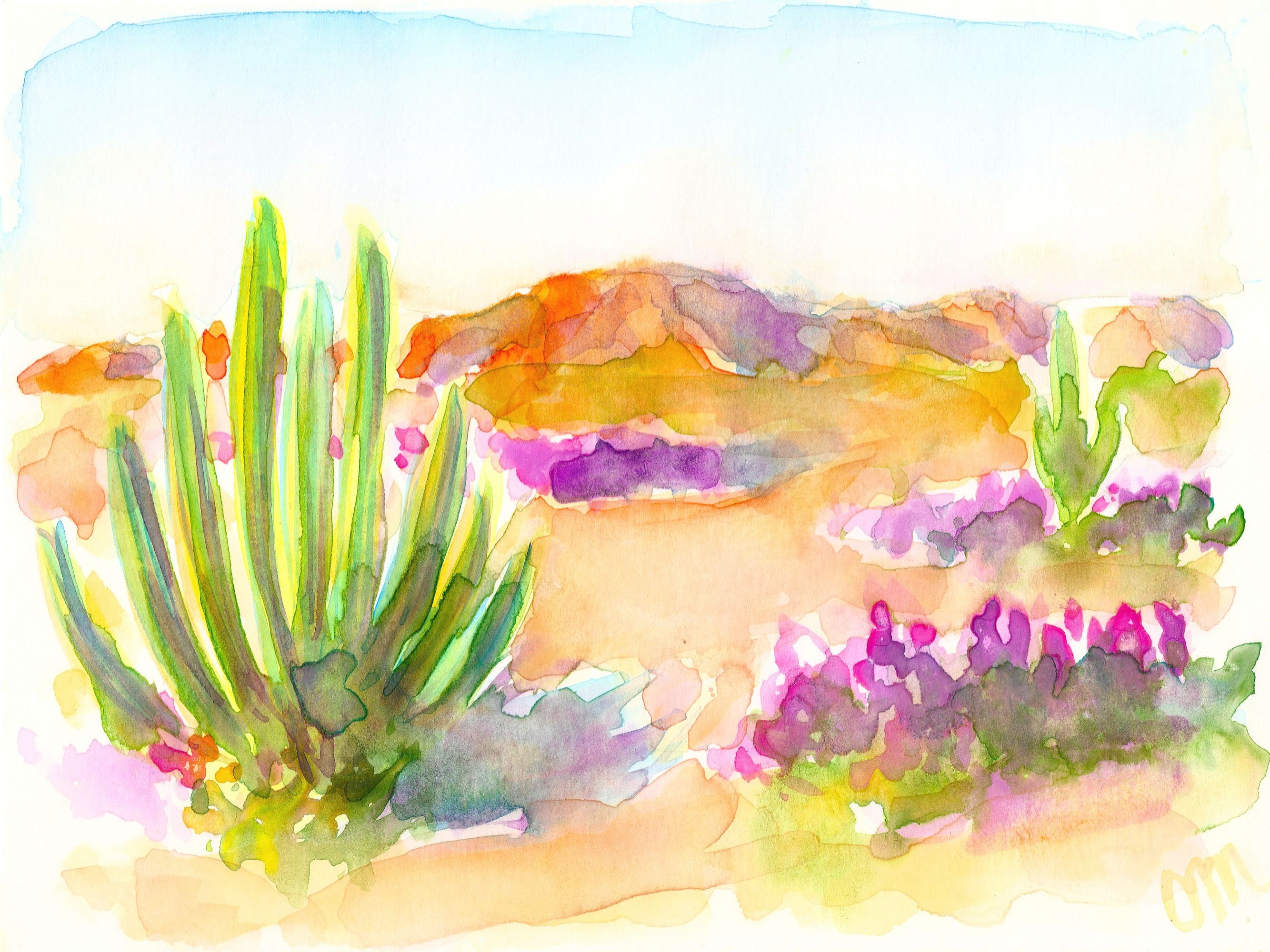 Southwest Desert Watercolor Print Arizona Landscape Sonoran | Etsy