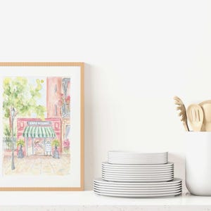 New Orleans Cafe Beignet Watercolor Print: Girly Pink NOLA Art (digital ...