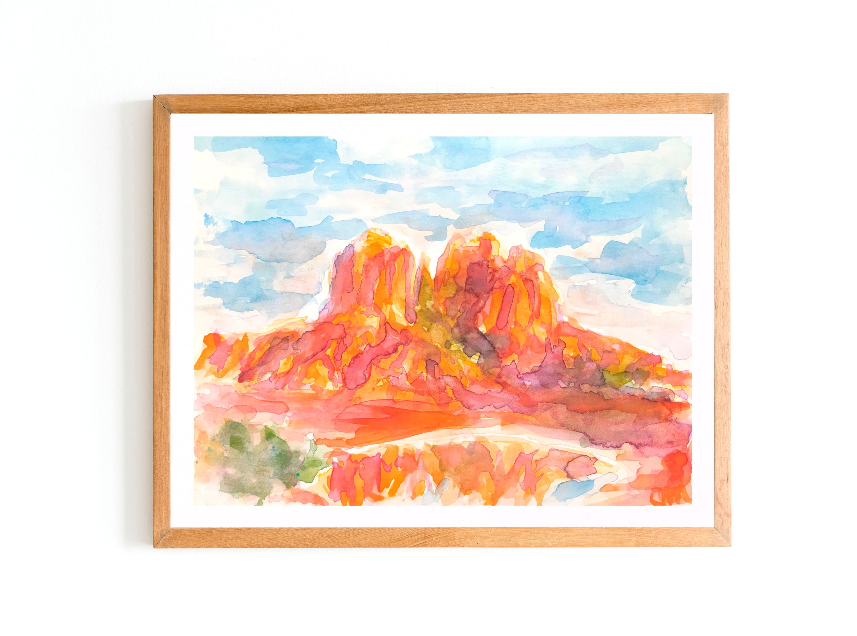 Sedona Red Rock Southwest Watercolor Print Arizona Landscape | Etsy