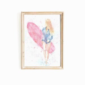 Set of 9 Pastel Blue Pink Summer Coastal Watercolor Print Hawaiian ...