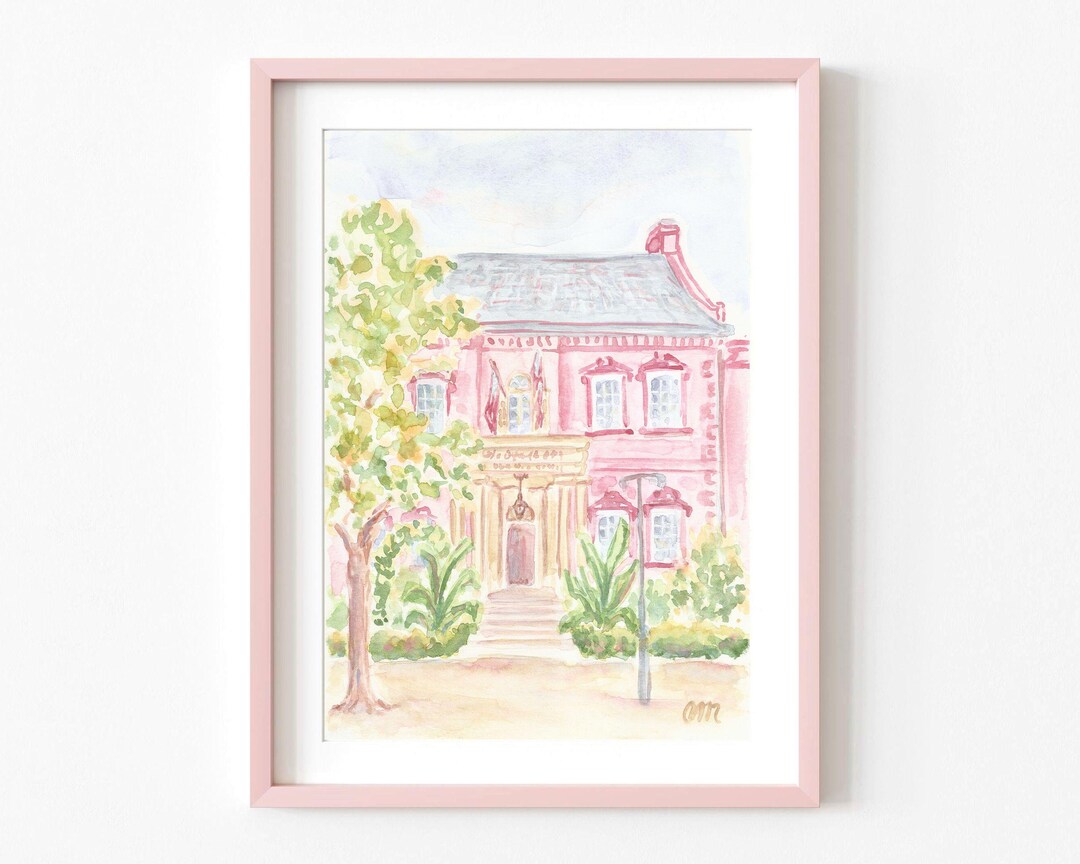 Pastel Pink Savannah Georgia Preppy Watercolor Print Olde Pink House ...