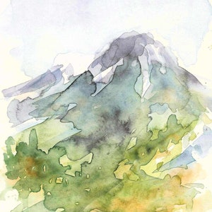 Mountain Landscape Watercolor Print Set: Rainier & Banff (digital ...