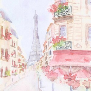 Pastel Pink Paris Watercolor Digital Print Eiffel Tower Paris Instant ...