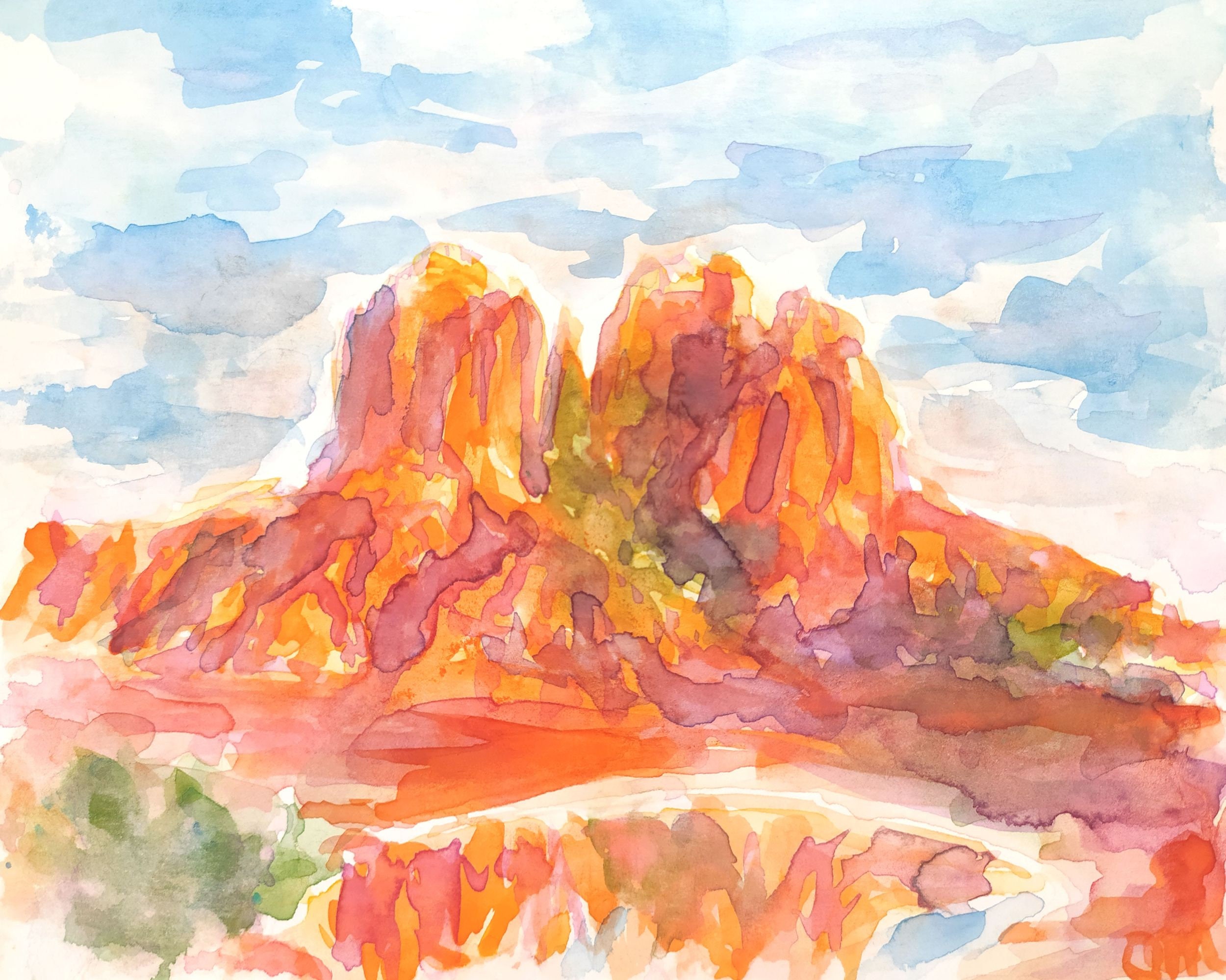 Sedona Red Rock Southwest Watercolor Print Arizona Landscape | Etsy