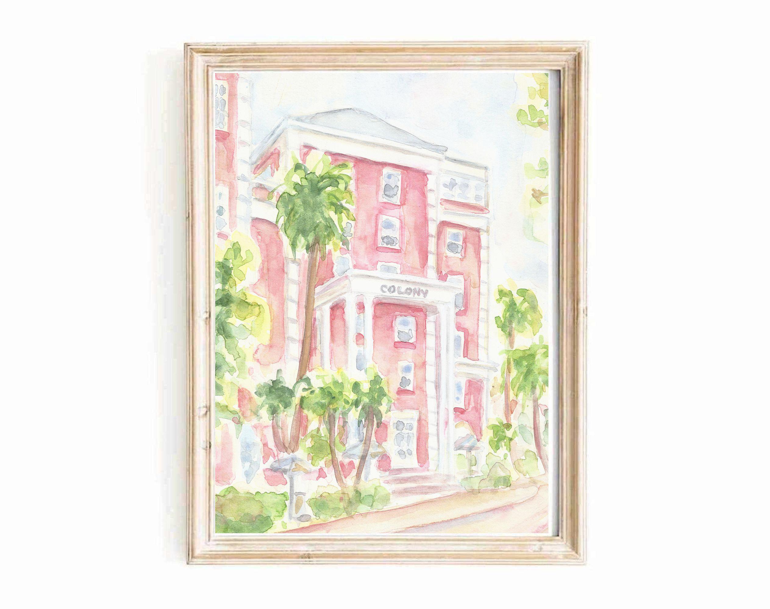 Pastel Pink Beach Watercolor Print Set: Preppy Florida Coastal Wall Art ...