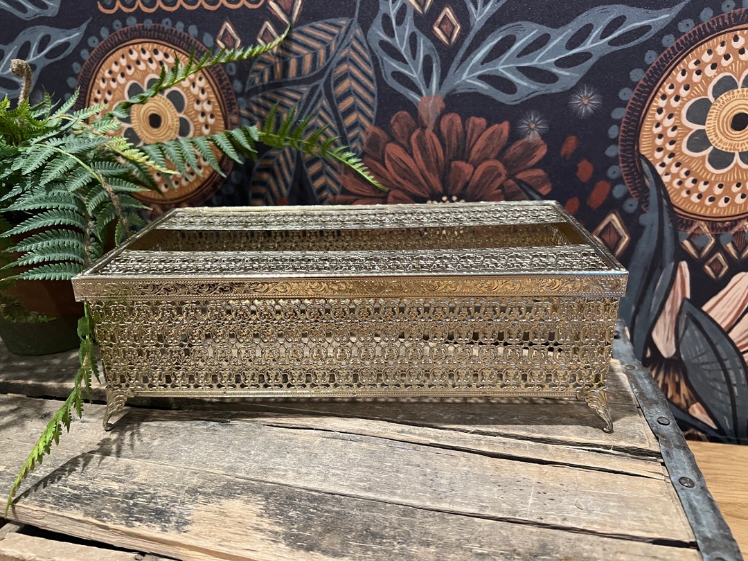 Brass Filigree Tissue Box/rectangle Tissue Box - Etsy
