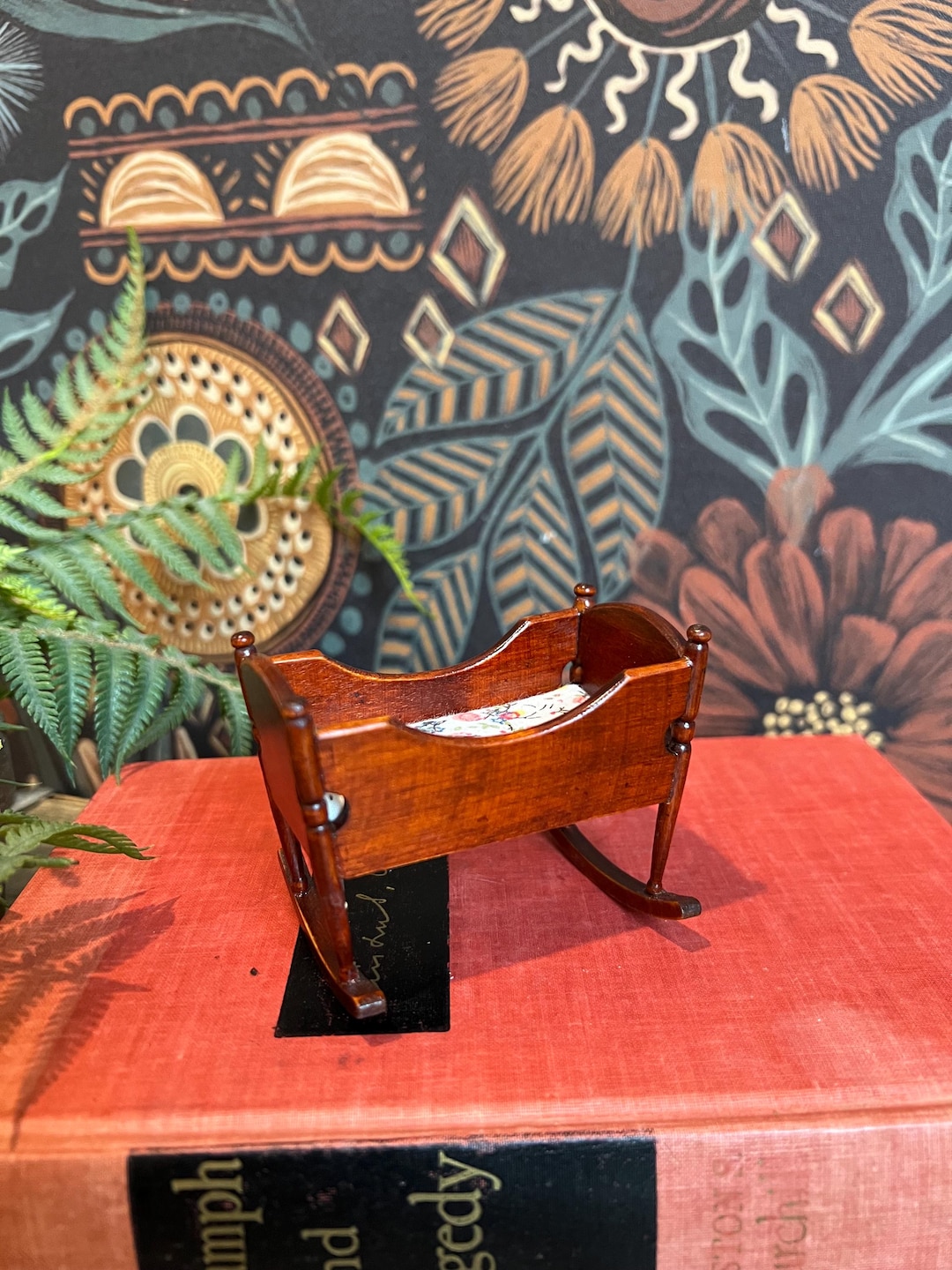 Vintage Miniature Wooden Baby Rocking Cradle - Etsy