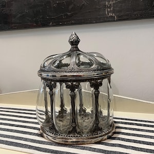 XXL 13”H Caged Baroque Bubble Glass/ Silver/apothecary Jar - Etsy