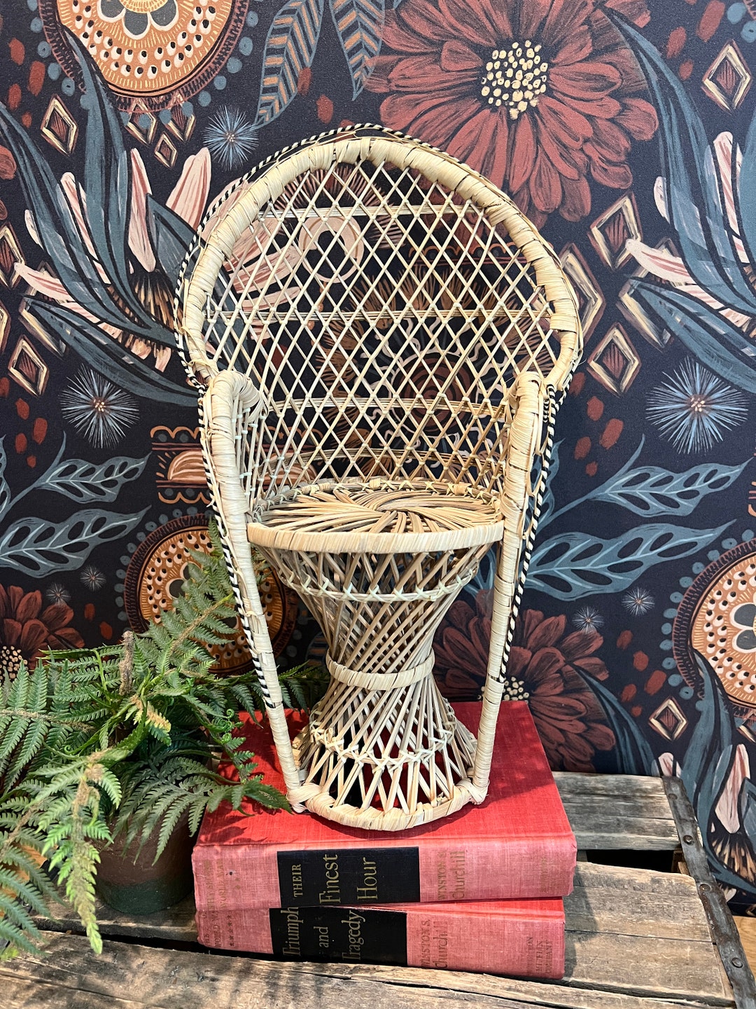 Vintage Peacock Plant Chair Rattan - Etsy