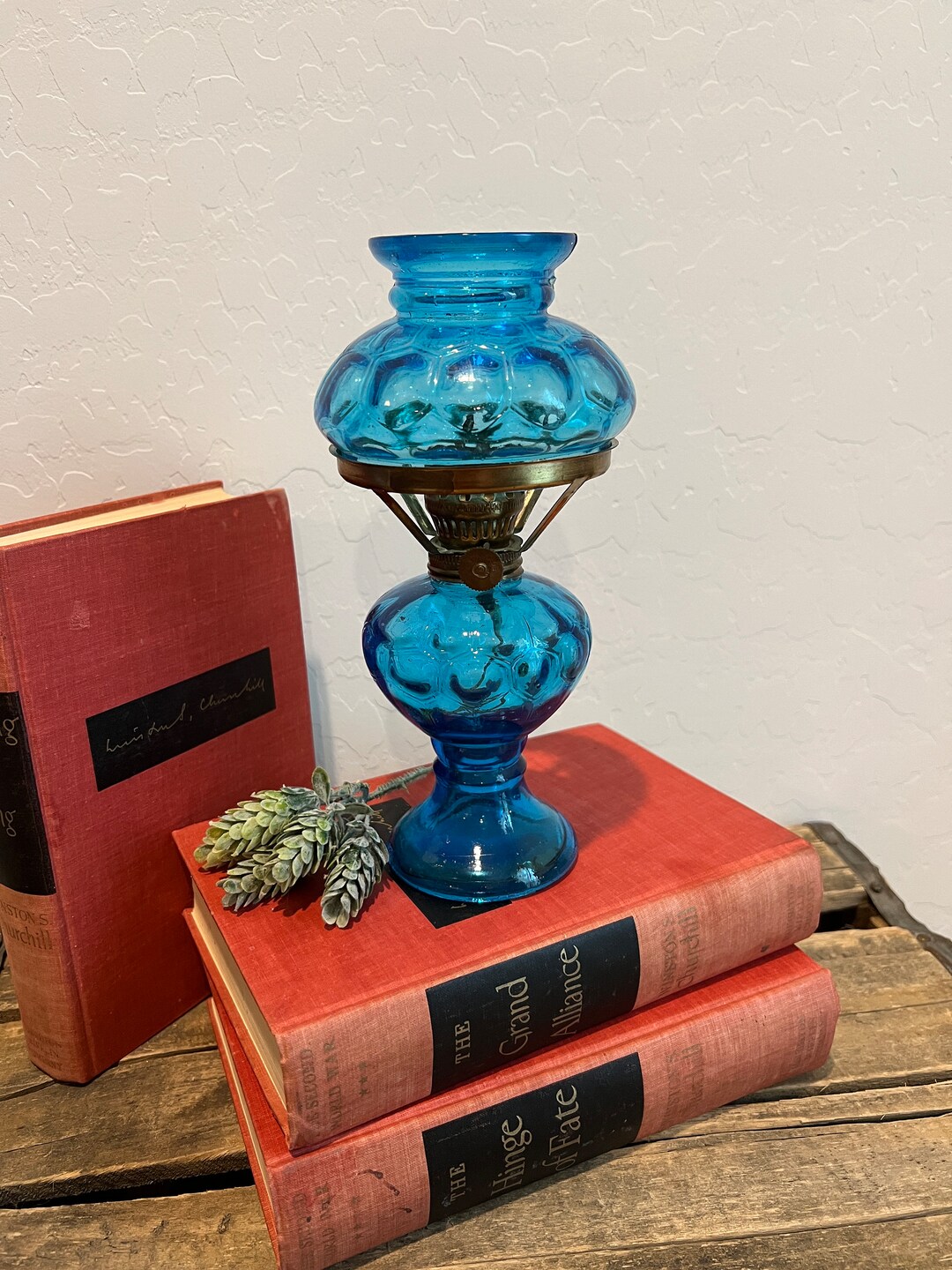 Rare Vintage Aqua Blue Mini Oil Lamp - Etsy