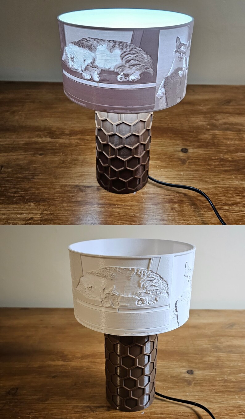Personalised Pet Photo Lamp Shade, Custom Round Lithophane 3D Printed ...
