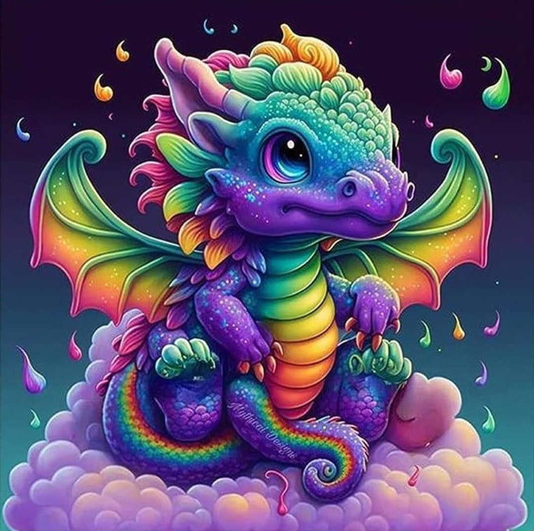 Rainbow Dragon Diamond Painting Full ROUND Drill Kit 40cms X - Etsy