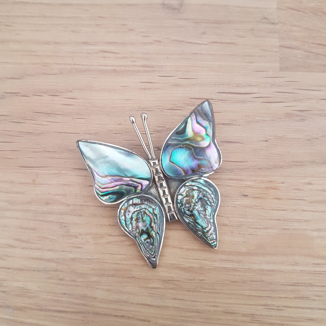 Mexican Mariposa Brooch in Alpaca and Abalone - Etsy