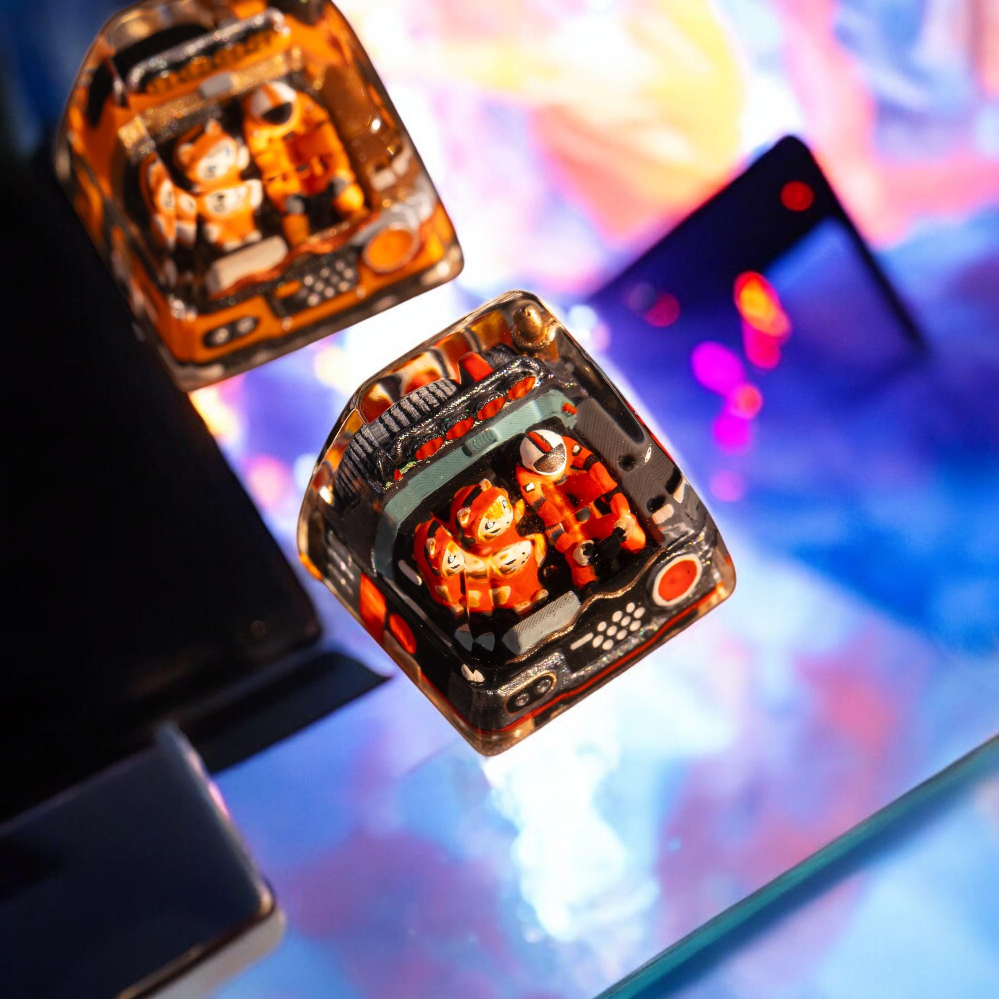 Astronaut Cat Artisan Keycap – Handmade Space Keycap, Galaxy Resin ...
