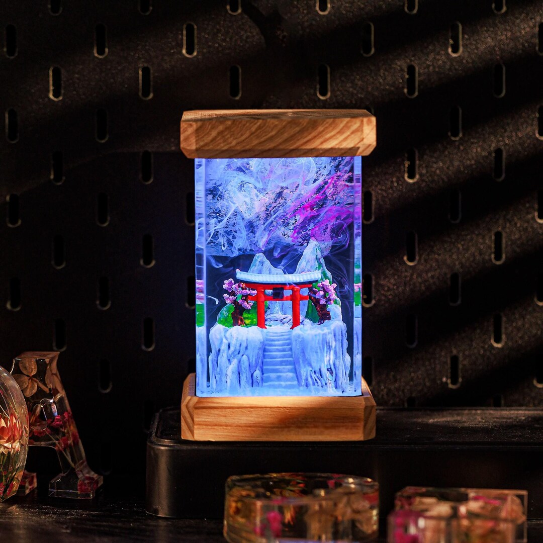 Torii Gate Epoxy Resin Lamp – Japanese Zen Night Light, Handmade Custom ...