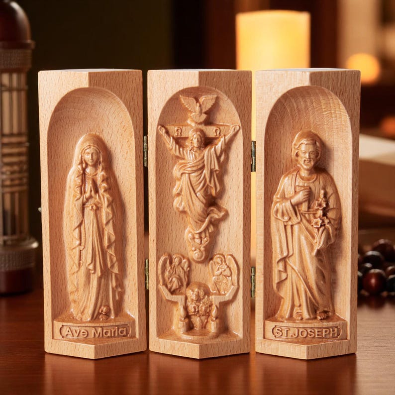 Handmade Triptych Catholic Home Altar Catholic Icon Triptych Christian ...