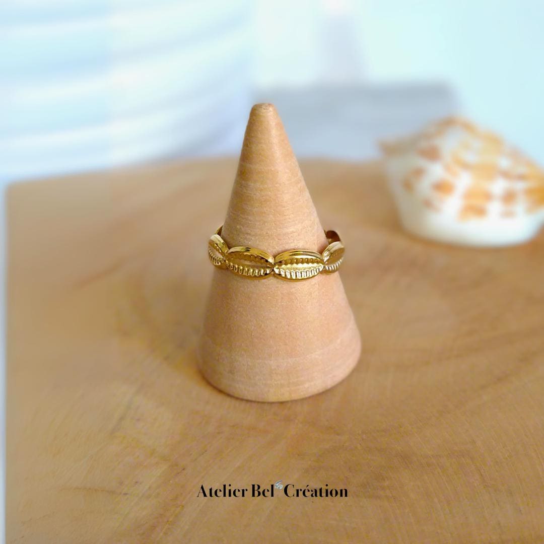 Open Ring Cowrie Shell | Golden Stainless Steel - Etsy